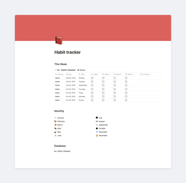 5 Best Free Notion Habit Tracker Template 2022 - Pro Template Market