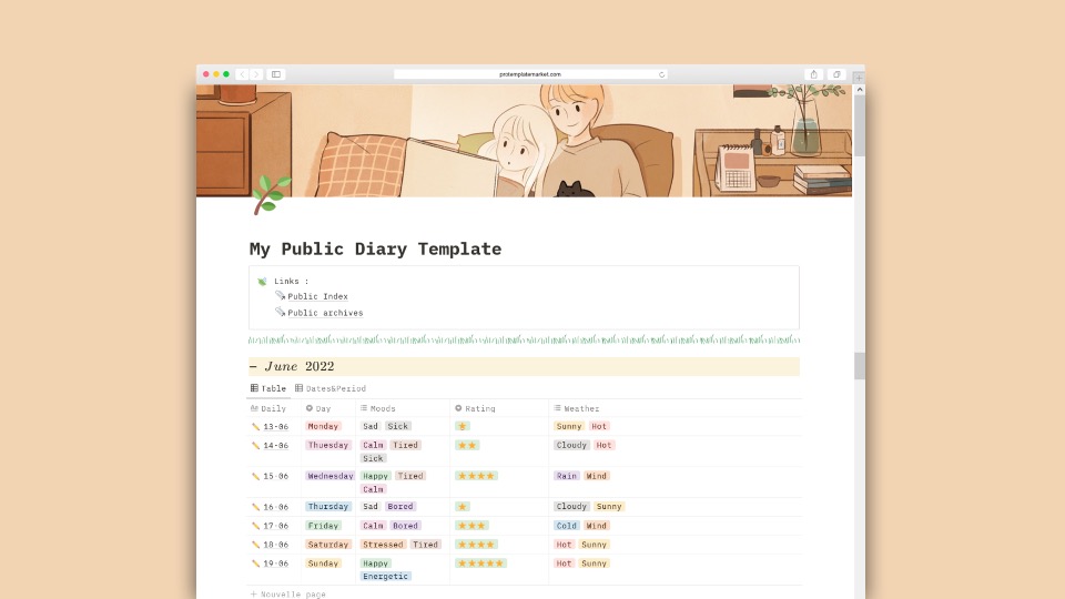 Notion Diary Free Template 2022 Pro Template Market
